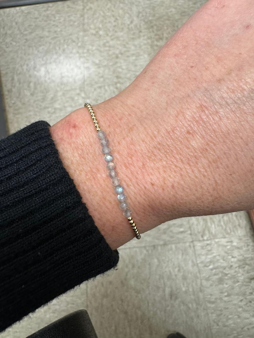 E Newton Gold Bliss Gemstone 2mm Labradorite Bracelet